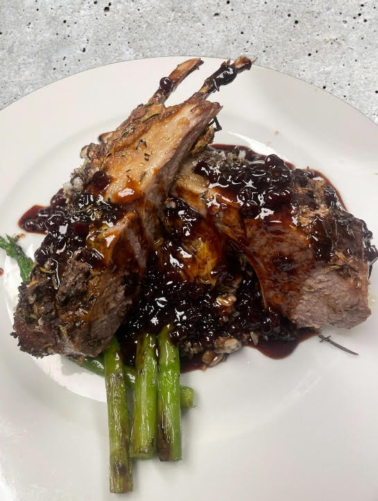 Rack of Lamb with lingonberry demi glace